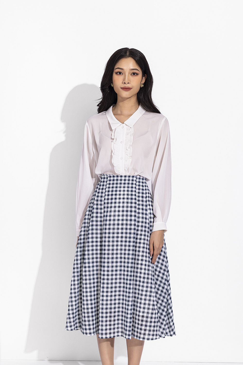 Chân váy xếp ly dài màu đen CV06-02 | Thời trang công sở K&K Fashion