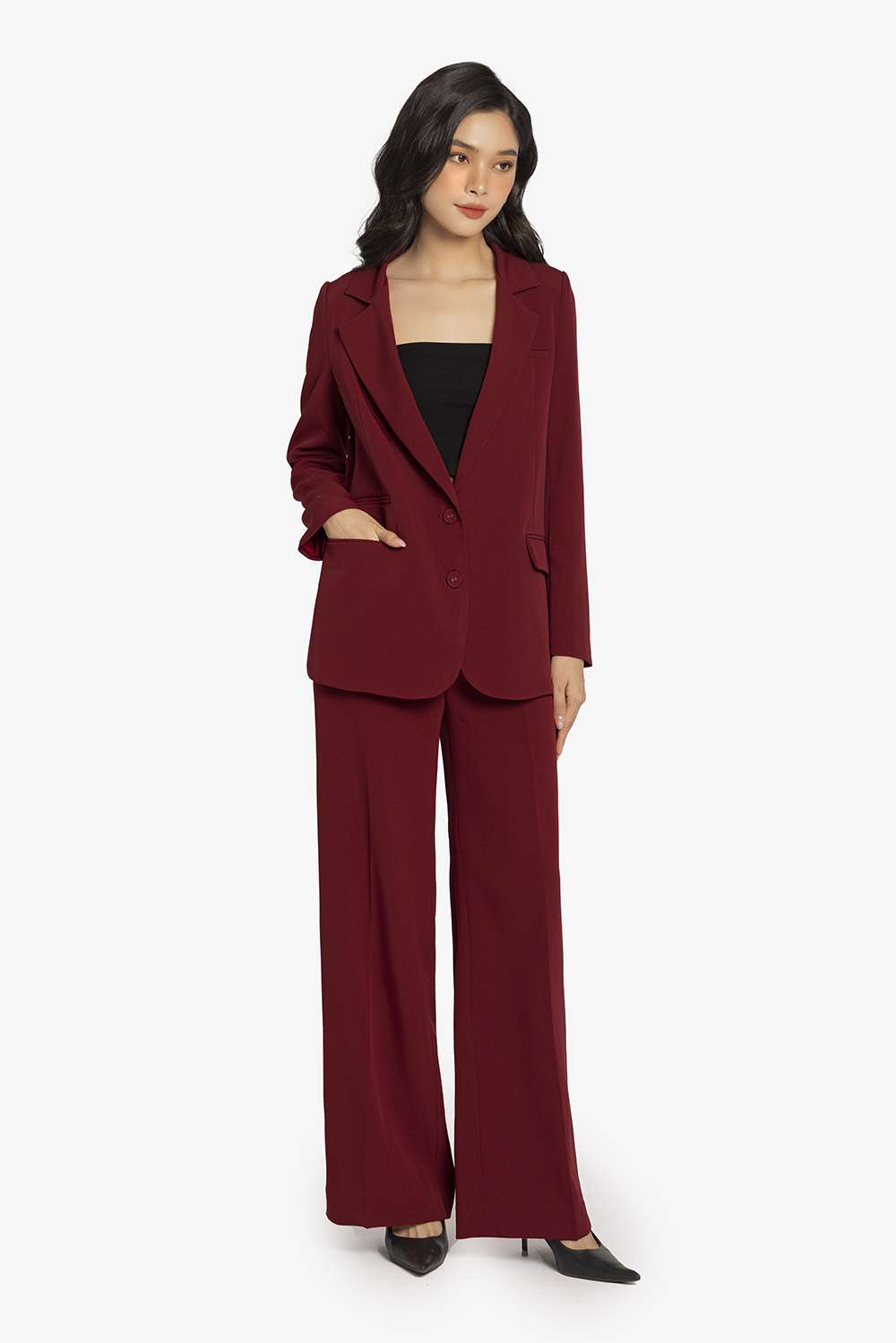 Áo khoác blazer nữ màu đen tay dài AK11-21 | Thời trang công sở K&K Fashion