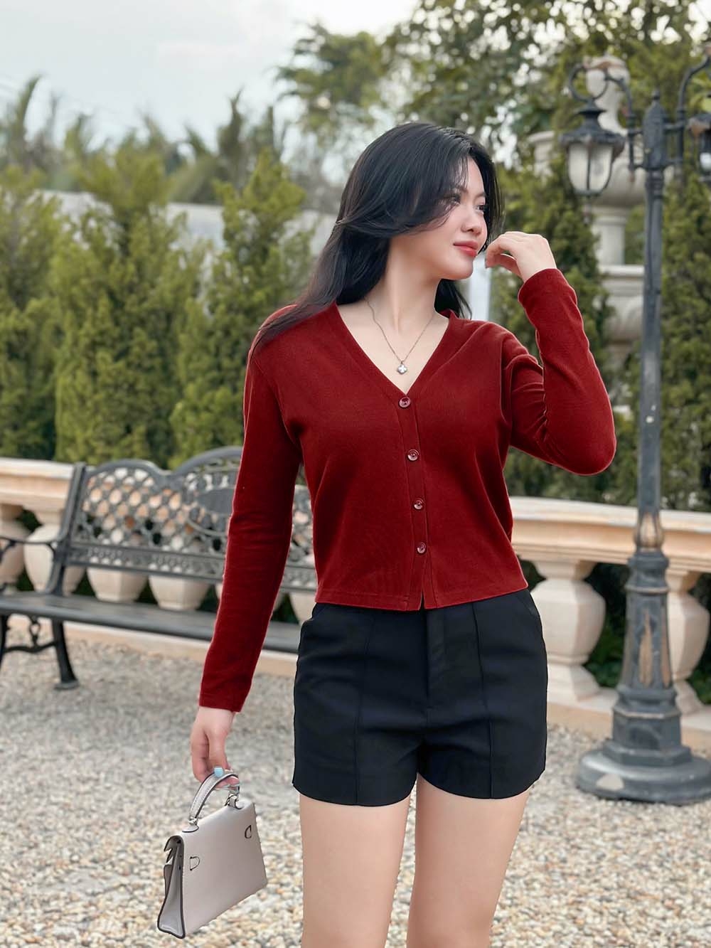 Áo khoác cardigan nữ màu đỏ AK11-33 | Thời trang công sở K&K Fashion