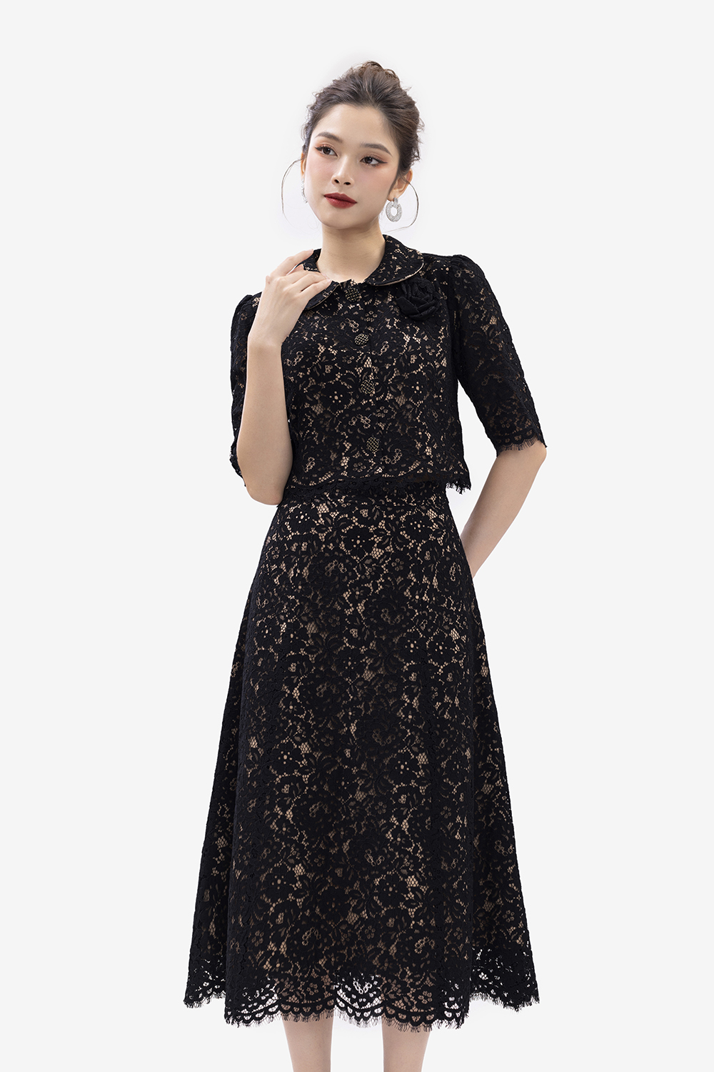 Chân váy xòe xếp ly midi màu đỏ CV06-30 | Thời trang công sở K&K Fashion