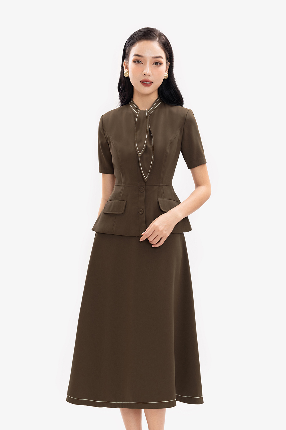 Chân váy dài dáng xòe màu đen CV07-26 | Thời trang công sở K&K Fashion