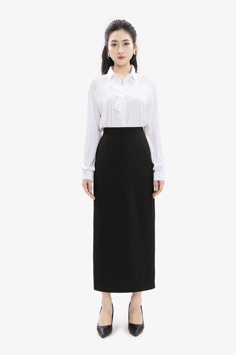 Chân váy dài dáng xòe màu đen CV07-26 | Thời trang công sở K&K Fashion