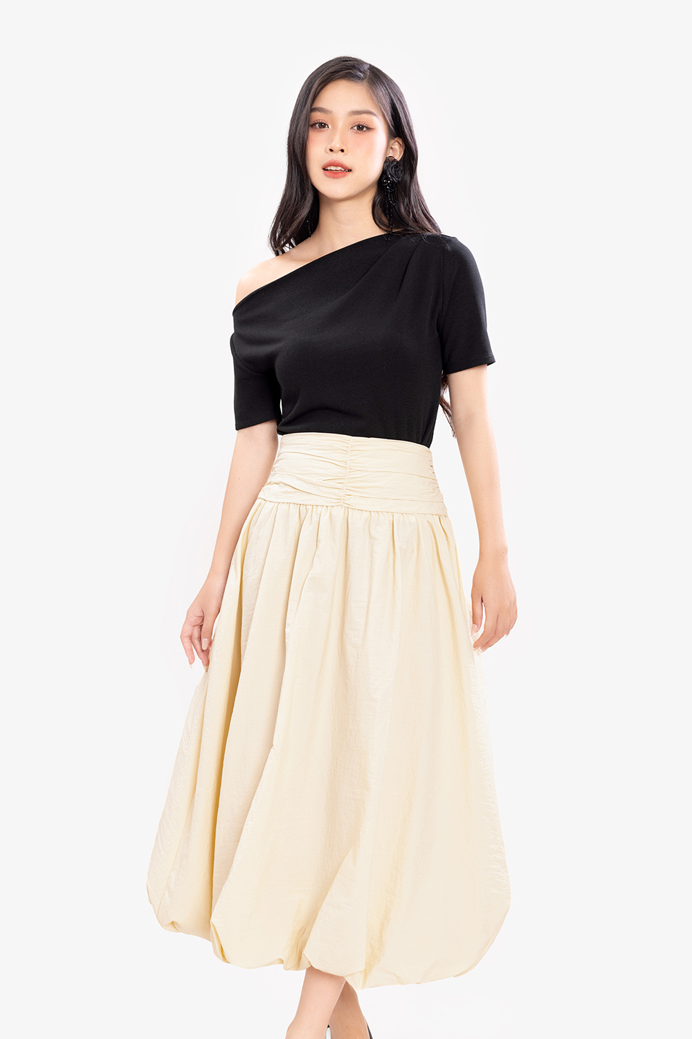 Chân váy dài dáng xòe màu đen CV07-26 | Thời trang công sở K&K Fashion