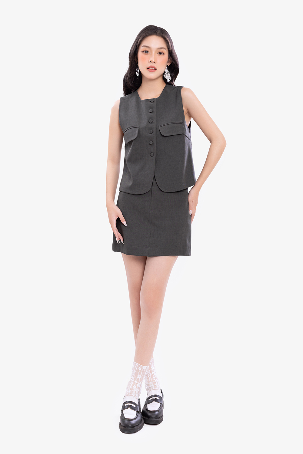 Chân váy dài dáng xòe màu đen CV07-26 | Thời trang công sở K&K Fashion