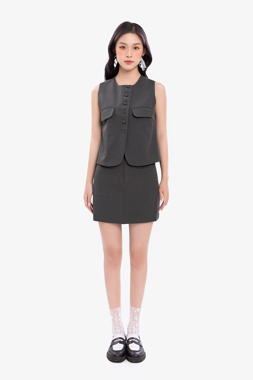 Chân váy dài dáng xòe màu đen CV07-26 | Thời trang công sở K&K Fashion
