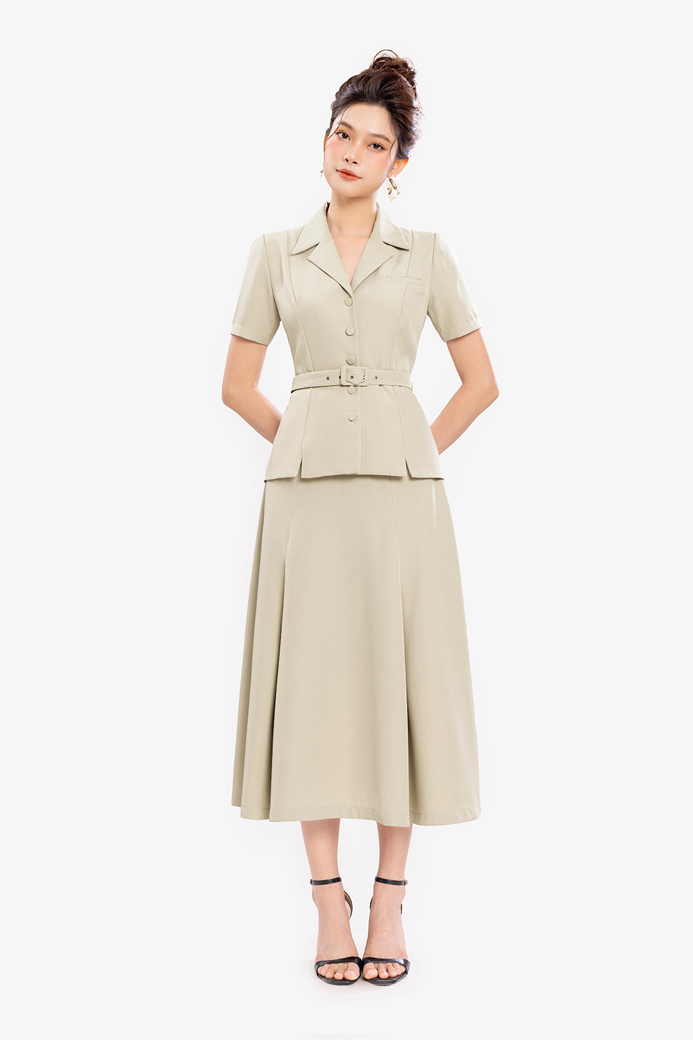 Chân váy dài dáng xòe màu đen CV07-26 | Thời trang công sở K&K Fashion