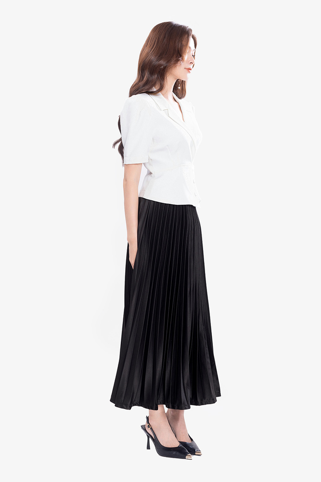 Chân váy denim dáng xoè xếp ly CV07-33 | Thời trang công sở K&K Fashion