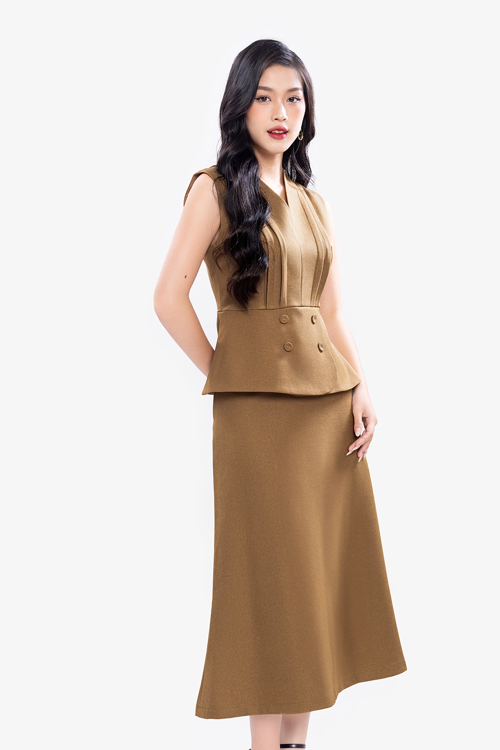 Chân váy lụa dáng dài đuôi cá CV09-21 | Thời trang công sở K&K Fashion