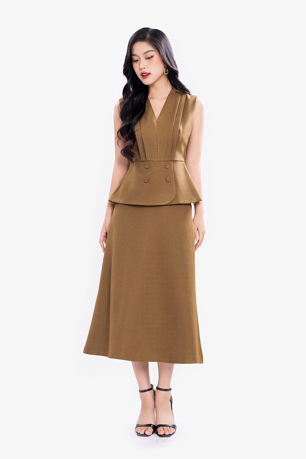 Chân váy dài dáng xòe màu đen CV07-26 | Thời trang công sở K&K Fashion