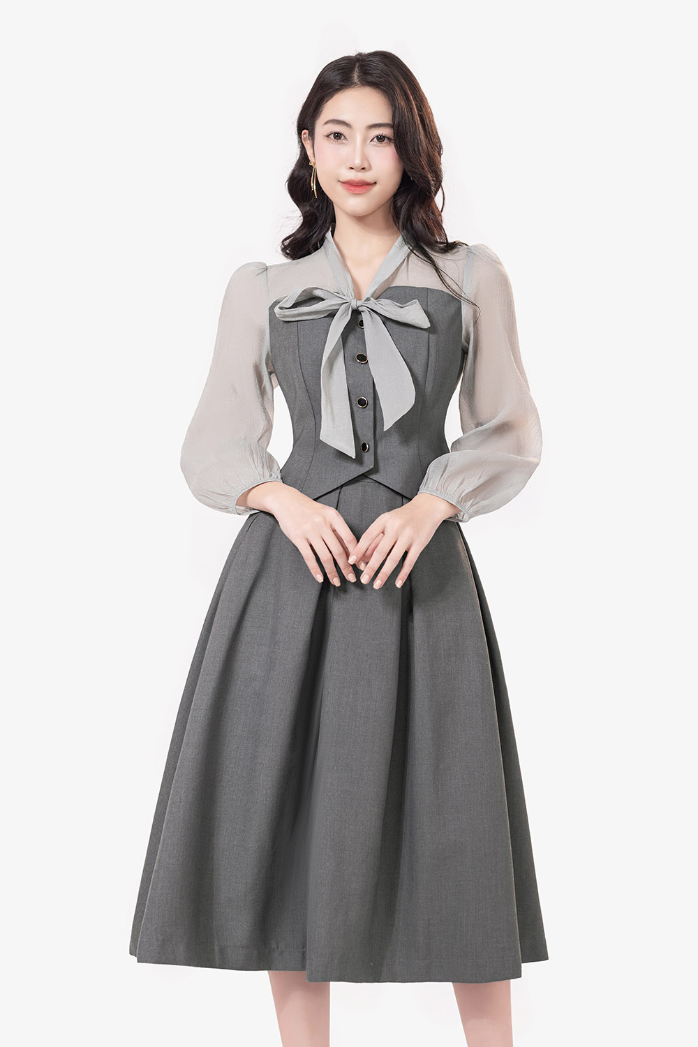 Chân váy lụa dáng dài đuôi cá CV09-21 | Thời trang công sở K&K Fashion