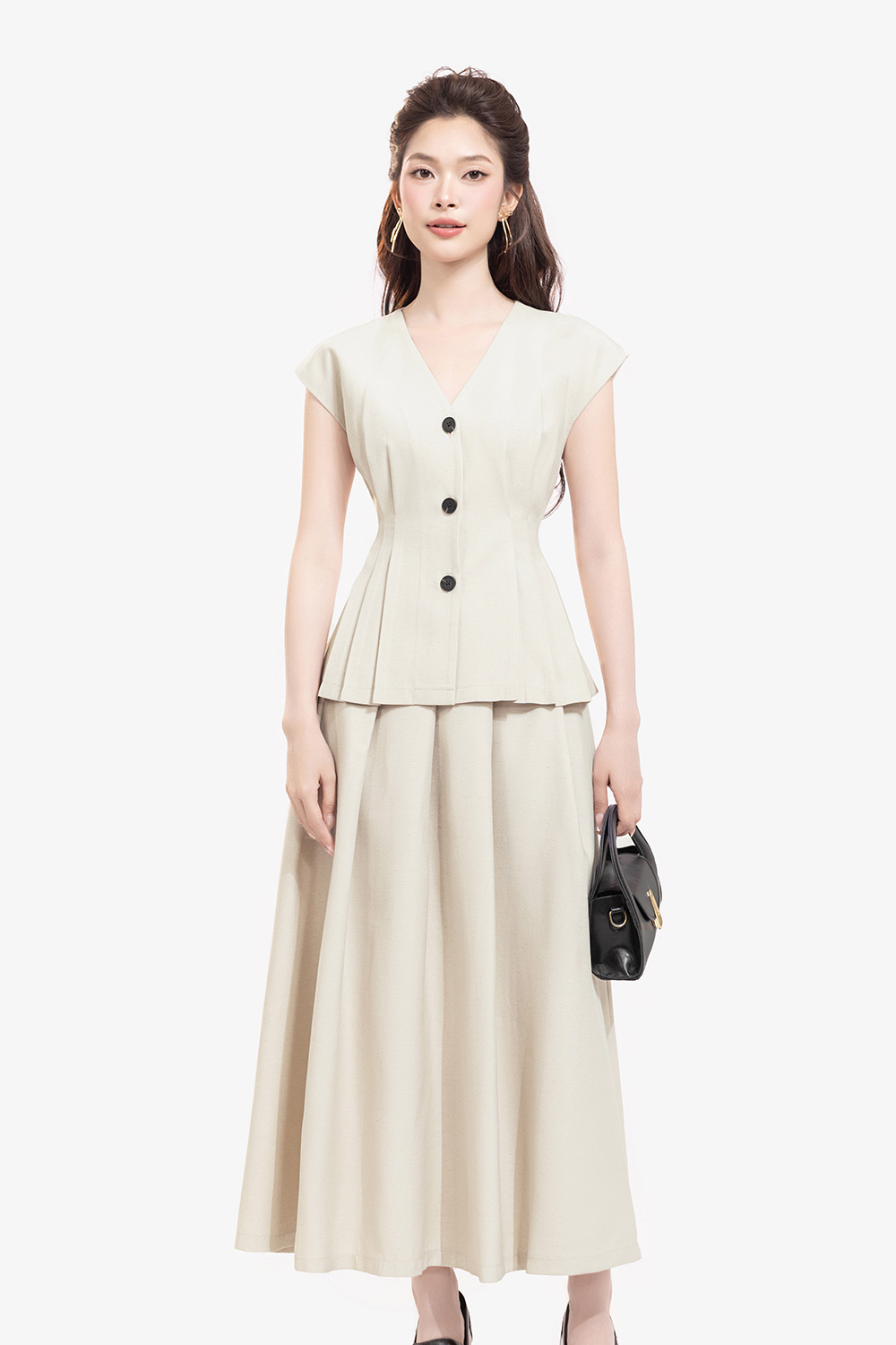 Chân váy trắng dáng dài đính hoa CV09-10 | Thời trang công sở K&K Fashion