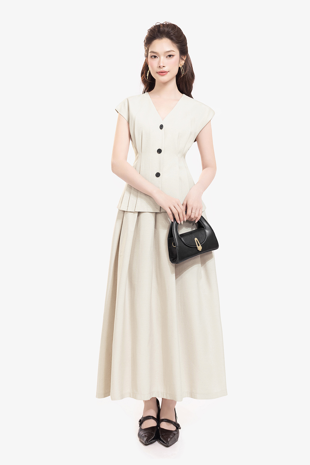 Chân váy trắng dáng dài đính hoa CV09-10 | Thời trang công sở K&K Fashion