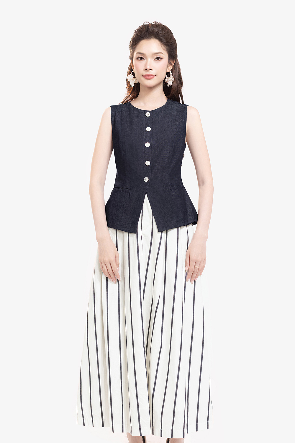 Chân váy dài dáng xòe màu đen CV07-26 | Thời trang công sở K&K Fashion