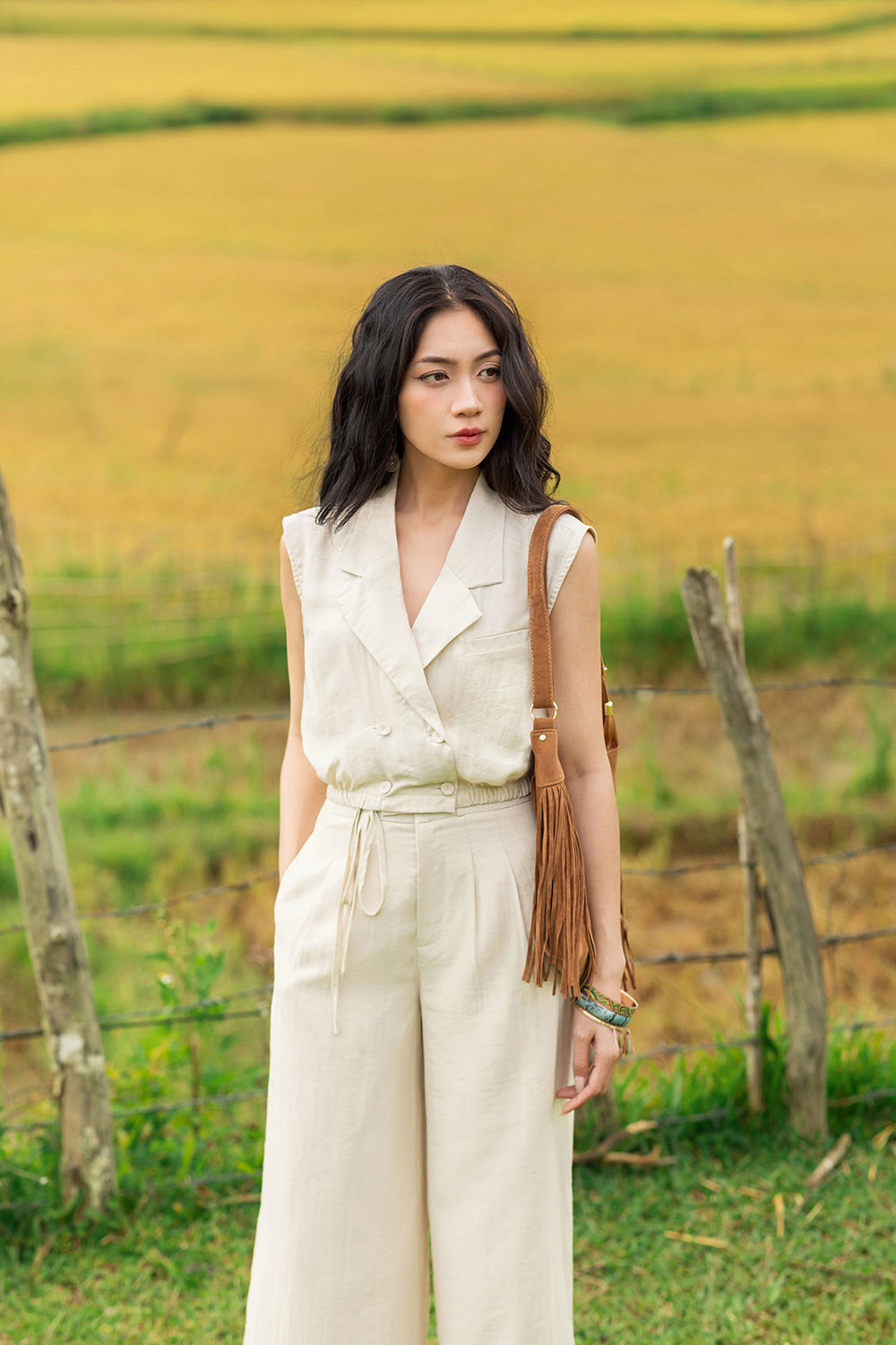 Áo kiểu cổ đan tông sát nách dáng ngắn ASM26-01 | Thời trang công sở K&K Fashion